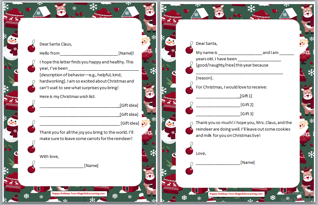 Free Letter to Santa Template: Download and Print Today! - Magic Kids ...