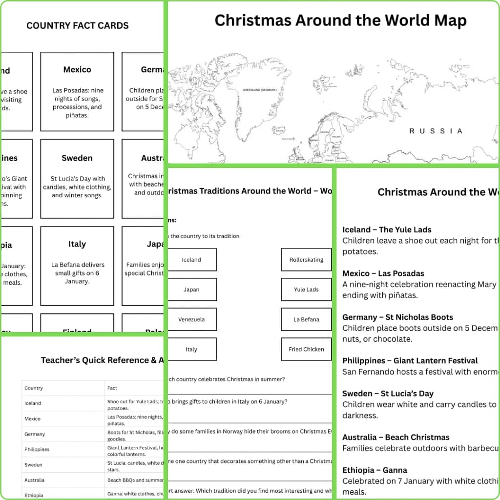 Christmas Around the World Classroom Pack (30 Traditions + Activities ...