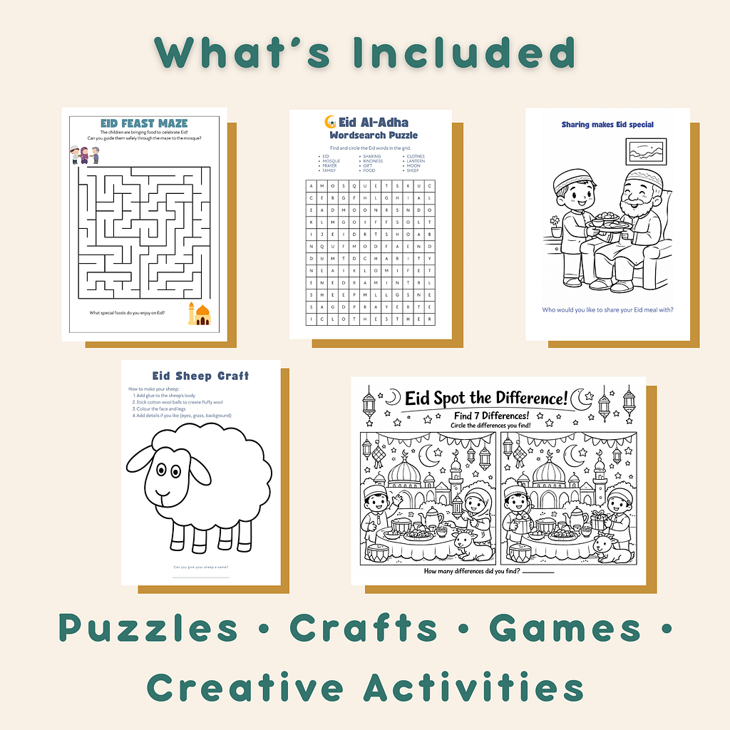 Eid al-Adha Activity Pack for Kids (Printable Worksheets, Crafts ...