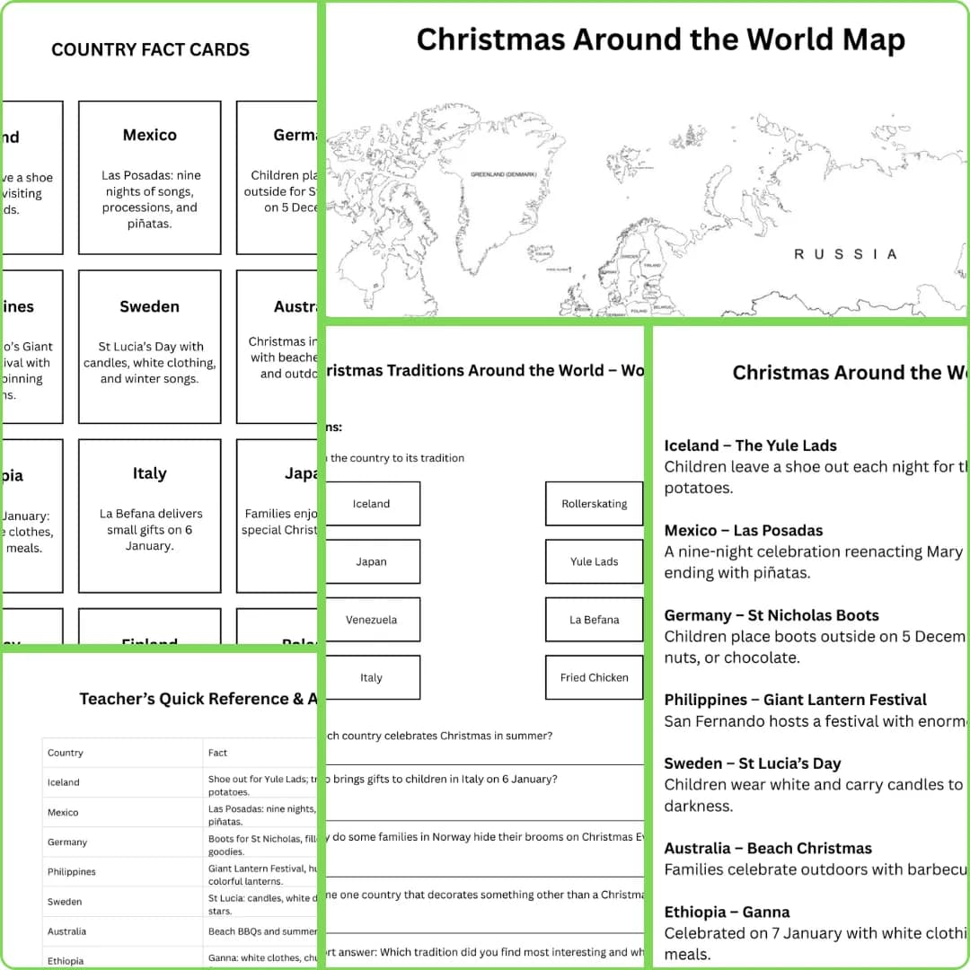 Christmas Around the World Classroom Pack (30 Traditions + Activities ...