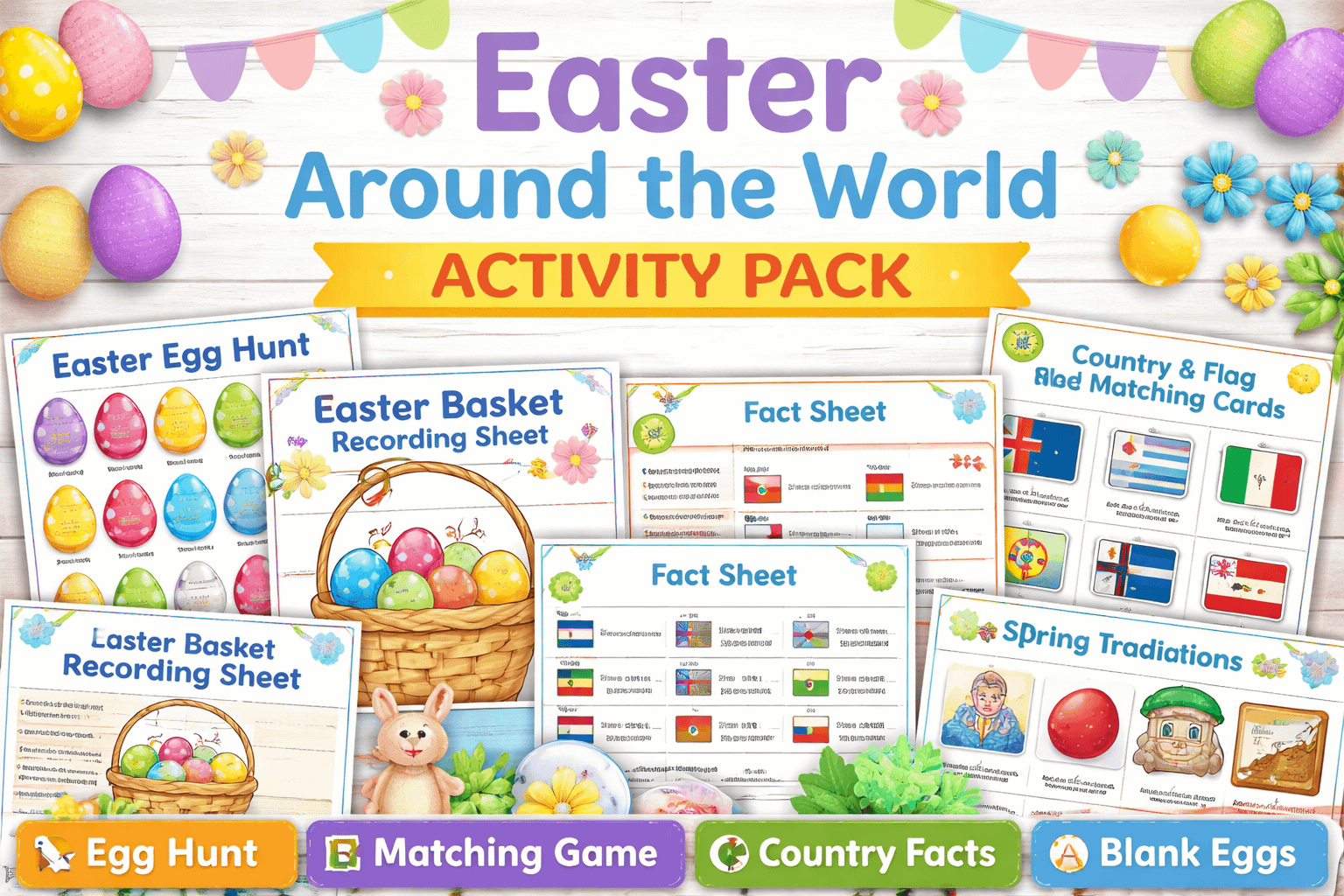 Easter Around the World Activity Pack (Printable Egg Hunt & Matching ...