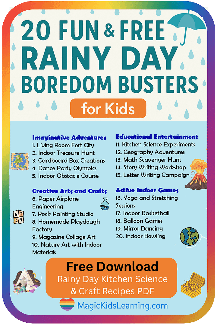 20 Fun and Free Rainy Day Boredom Busters for Kids (all Indoors ...