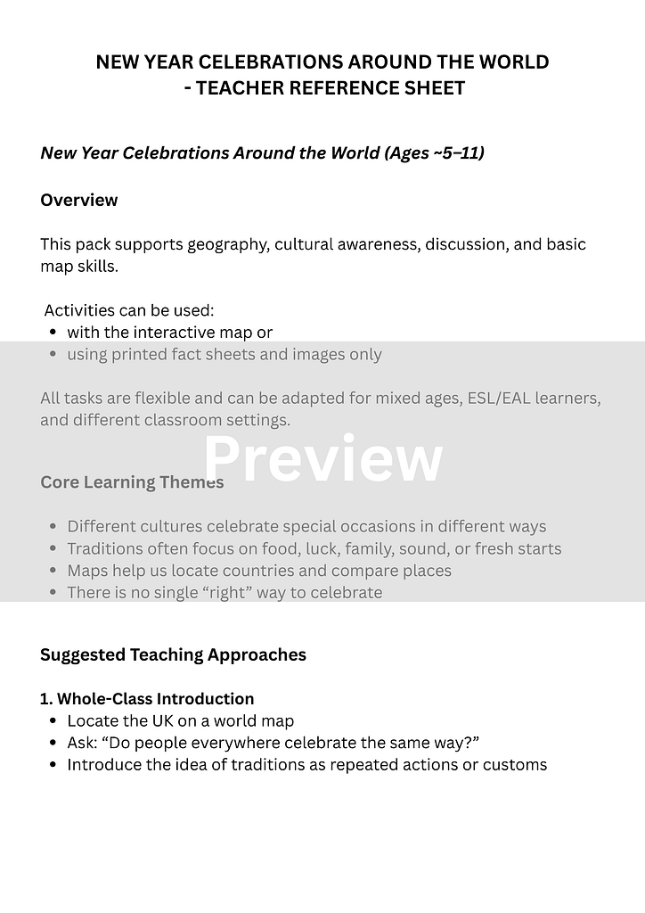 New Year Celebrations Around the World – Teacher Pack (Ages 5–10 ...