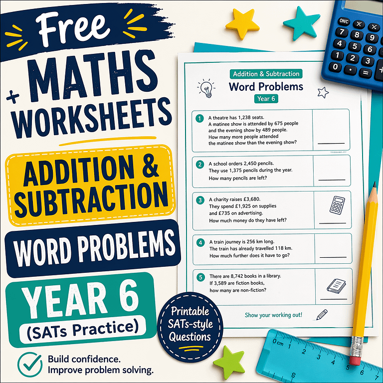 Free Year 6 SATs Addition and Subtraction Word Problems (Printable ...