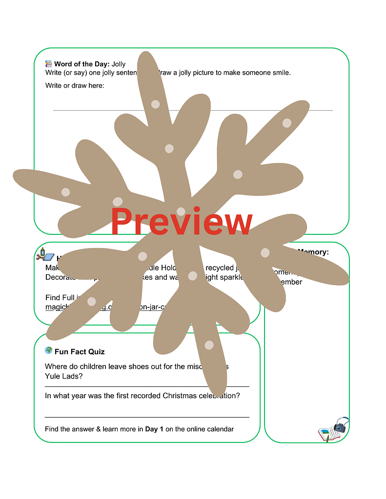 Free Christmas Countdown Calendar for Kids - Magic Kids Learning