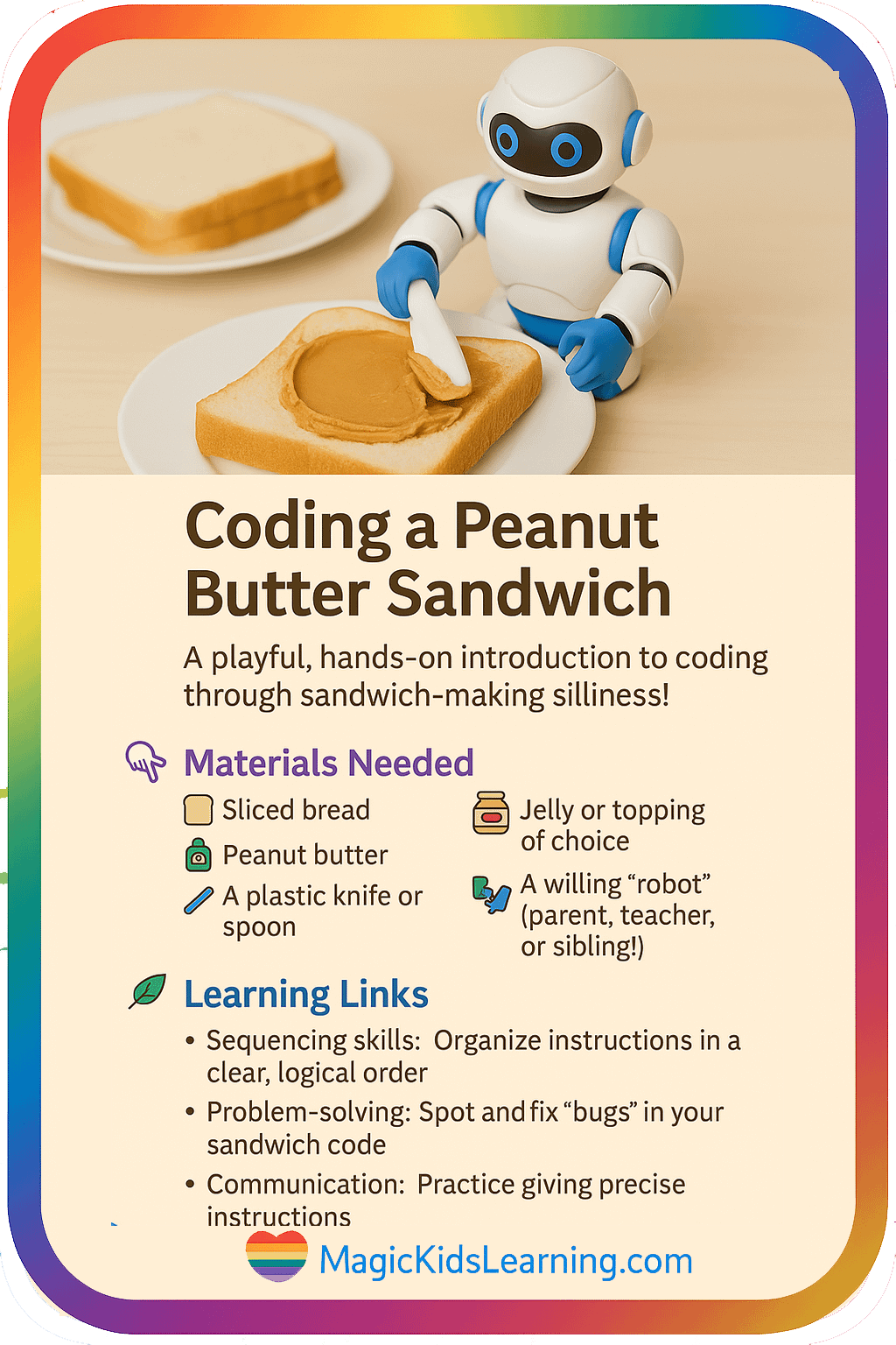 Coding a Peanut butter Sandwich! We show you how! - Magic Kids Learning