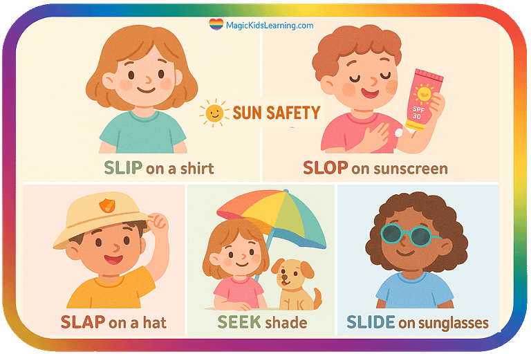 Sun Safety for Kids: 5 Easy Steps + Free Printable - Magic Kids Learning