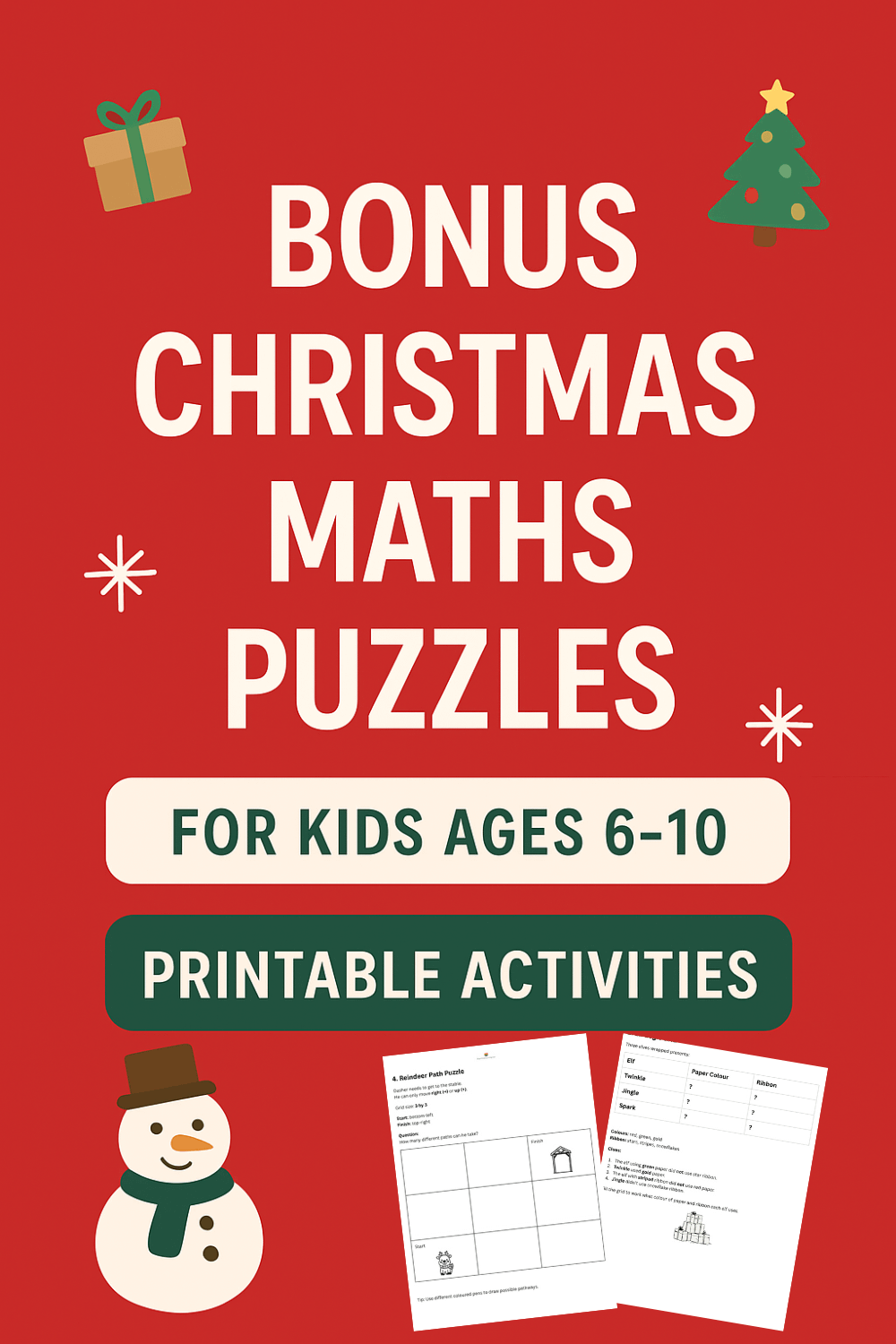 Christmas Maths Puzzles for Kids (Free Printable Activities) - Magic ...